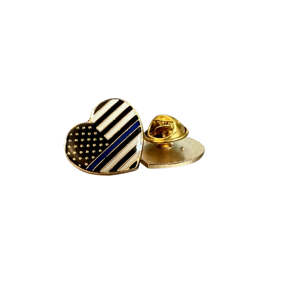 Blue Line Flag Heart-Shaped Pin - ODMP Store