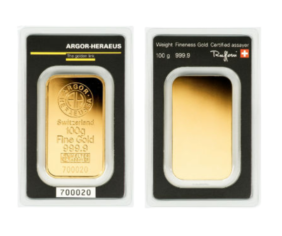 100g Argor-Heraeus Gold Minted Bar