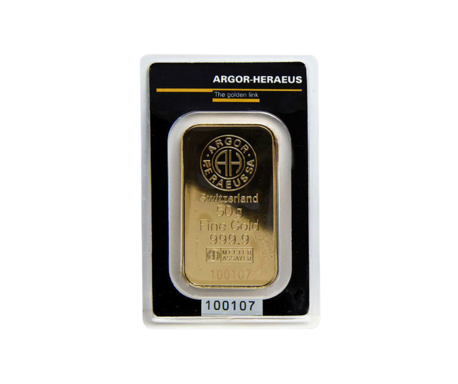 50g Argor-Heraeus Gold Minted Bar