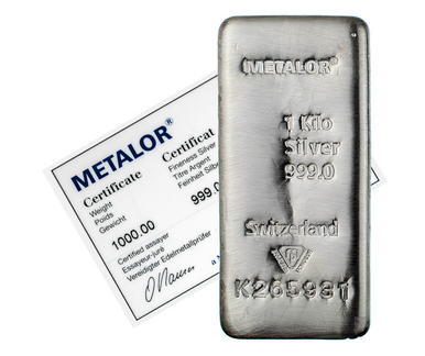 1kg Metalor Silver Cast Bar