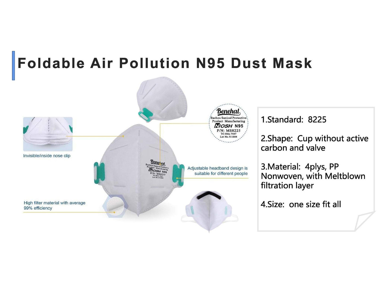 N95 Folding Face Mask NIOSH - 20 Units - Fish-Field