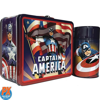 Captain America Tin Titans Lunch Box with Thermos - Comic Spot