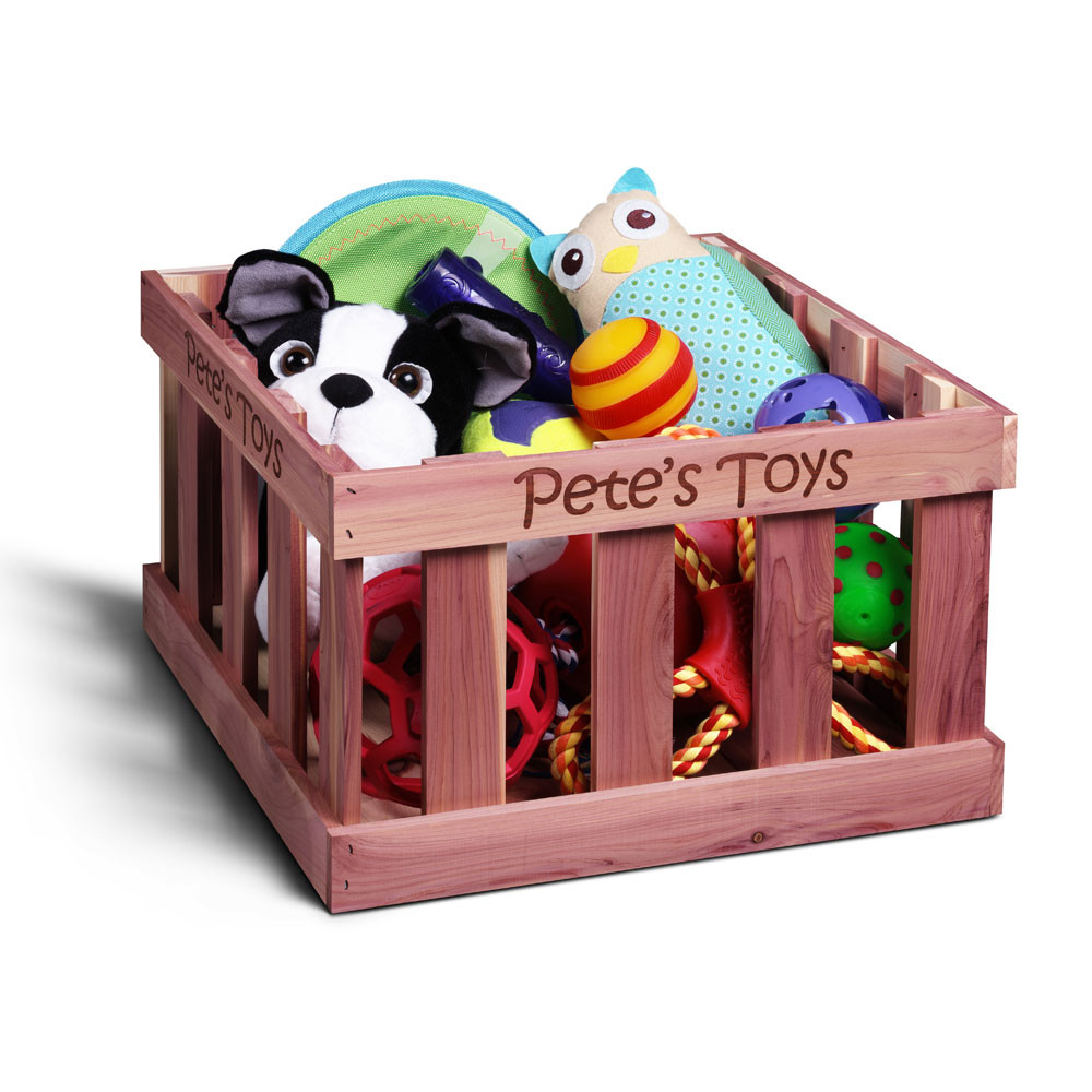 Cedar Pet Toy Box (Large) with Personalized Laser Engraving - Woodlore ...