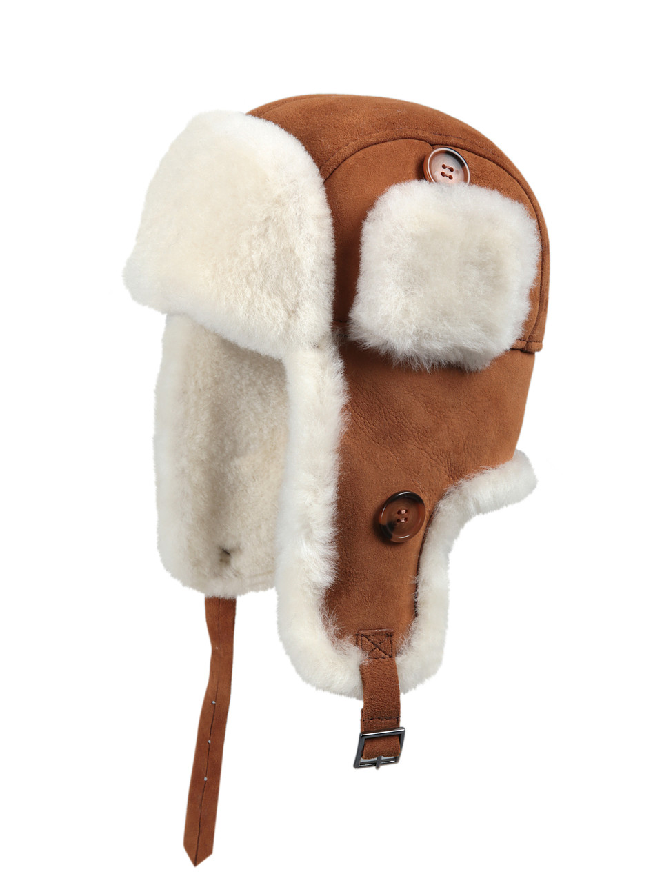 Women's Leather Aviator Sheepskin Hat Cognac - Zavelio | Genuine Sheepskin