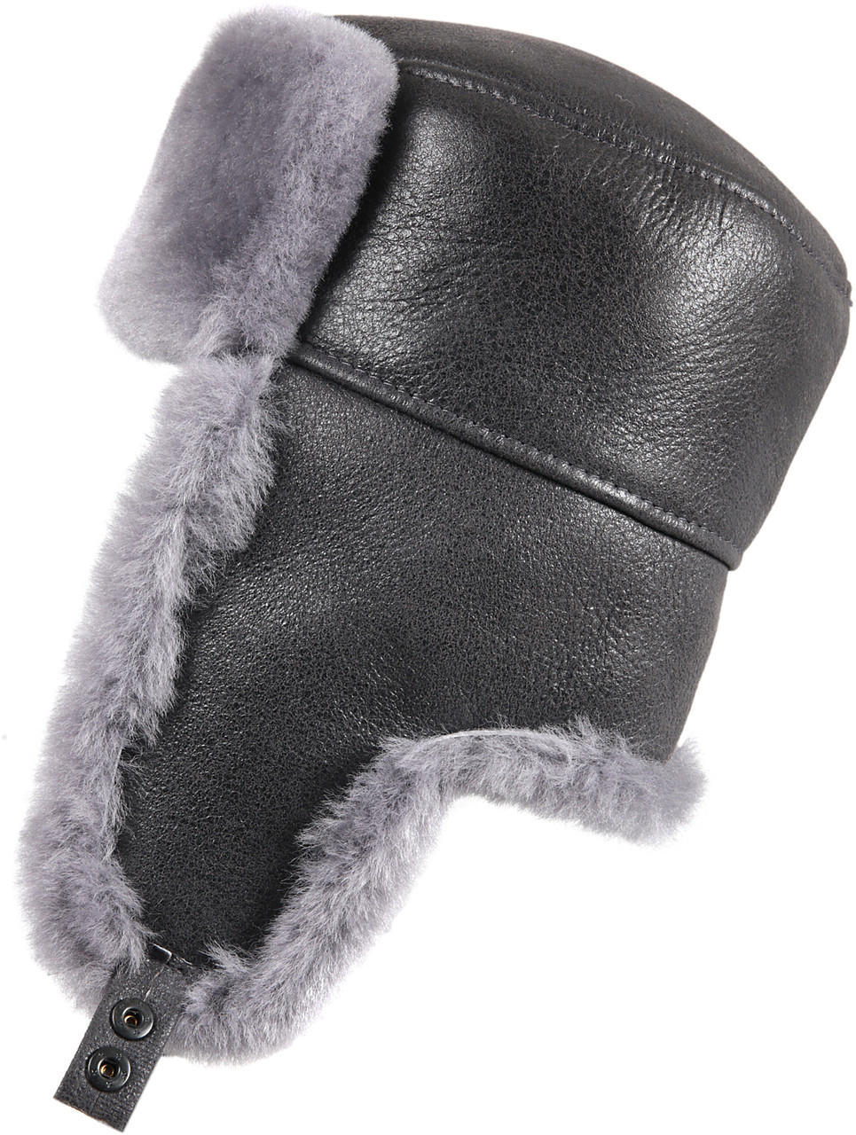Shearling Sheepskin Russian Ushanka Fur Hat - Light Blue - Zavelio ...