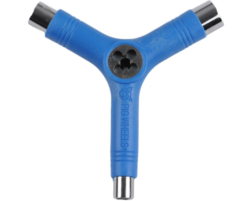 Pig Tri-Socket Threader Tool - Blue - Skateboard Tool - ActionVillage