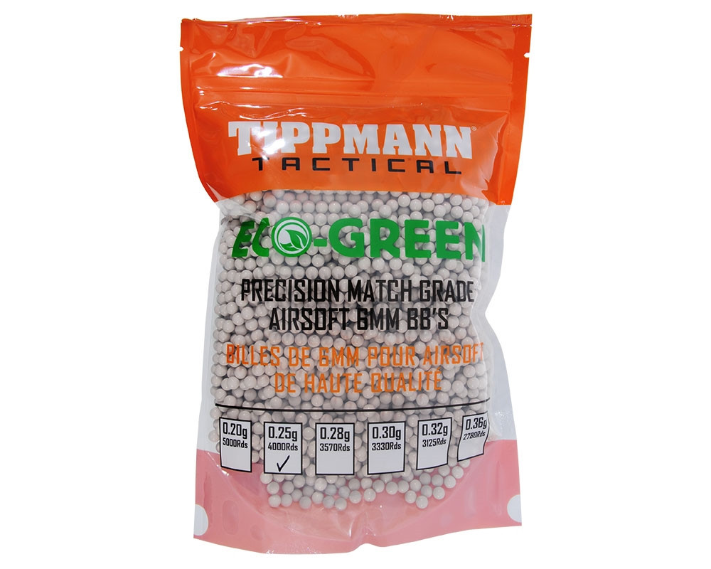 Tippmann Tactical Eco Airsoft BB's - .25g - 4,000 Rounds - White (65531)