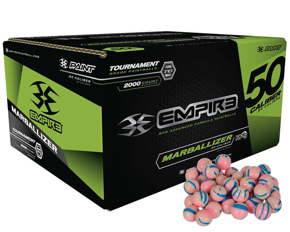 Empire .50 Caliber Paintballs - Marballizer - White/Blue Swirl Shell ...