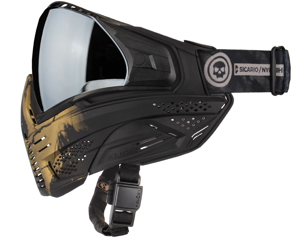 Push Unite Paintball Mask - Infamous Gold Skull w/ Chrome Silver Lens