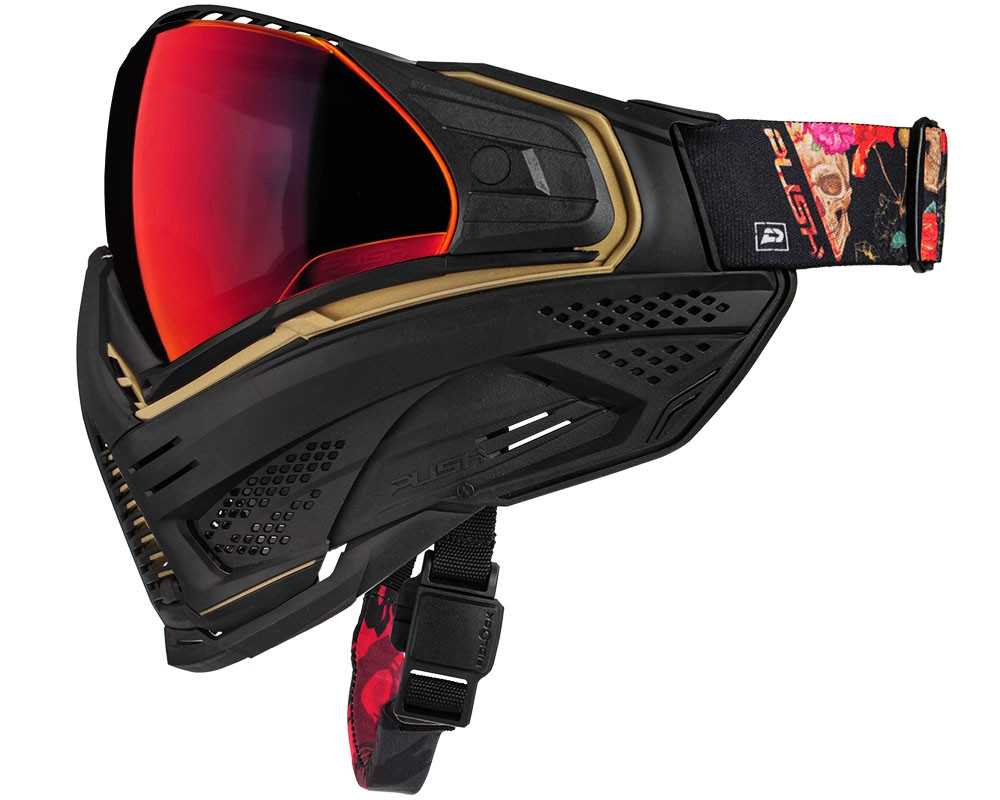 Push Unite Paintball Mask - Tropical Gold Rush w/ Chrome Red Lens