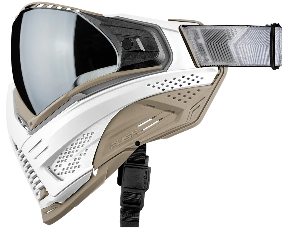 Push Unite XL Paintball Mask - White Walker Tan w/ Chrome Silver Lens