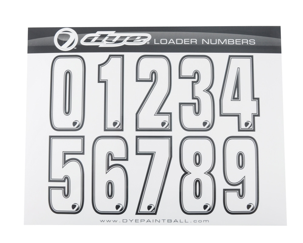 Dye Paintball Loader/Hopper Number Sticker Pack