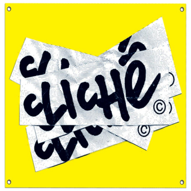 Cliche Logo - Yellow - 35.5in x 41.5in - Skate Banner - ActionVillage