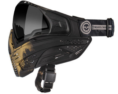 Push Unite Paintball Mask - Infamous Gold Skull w/ Gradient Clear Lens