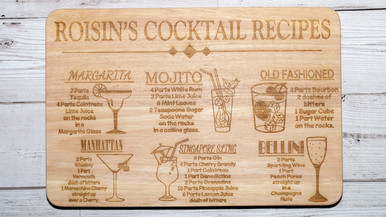 Personalised Cocktail Recipe Chopping Board