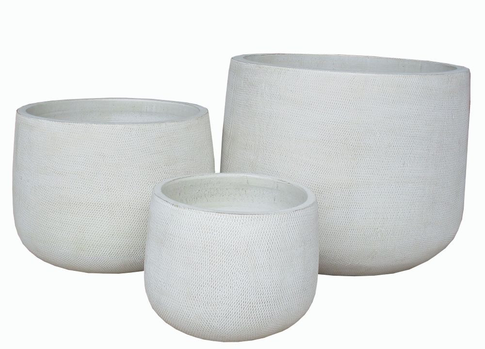 Textured Pot Allure Ivory Large - Rivers of Yarrambat
