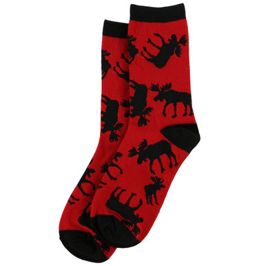Lazy One Men's Red Classic Moose Crew Sock - Kittery Trading Post