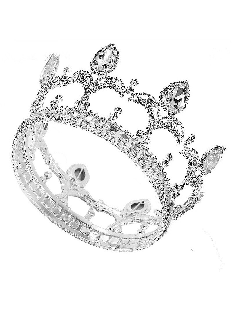 Round Crown Rhinestone Queen Crown Wedding Dress Head Jewelry
