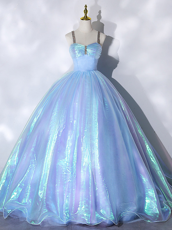 Check Out Entire Collection Blue Ball Gown Spaghetti Straps Appliques ...