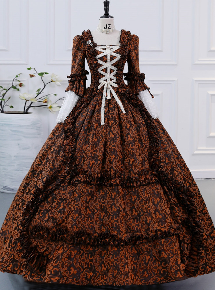 Navy Blue Satin Long Sleeve Bow Rococo Vintage Victorian Dress