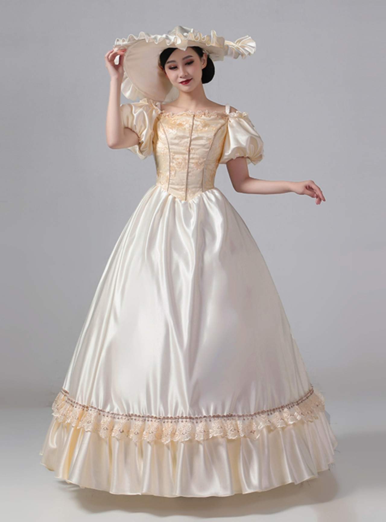 Burgundy Puff Sleeve Rococo Baroque Vintage Dress