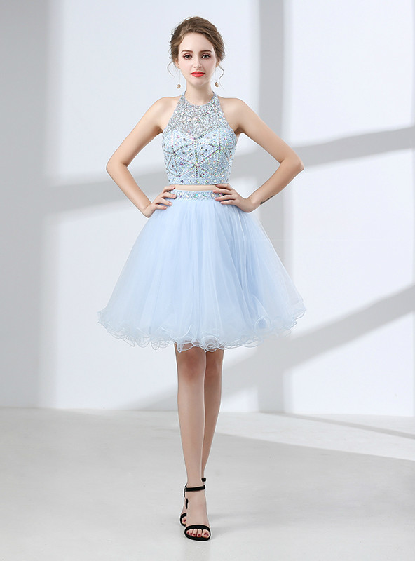 In Stock:Ship in 48 hours Ready To Ship Blue 2 Piece Cocktail Dress
