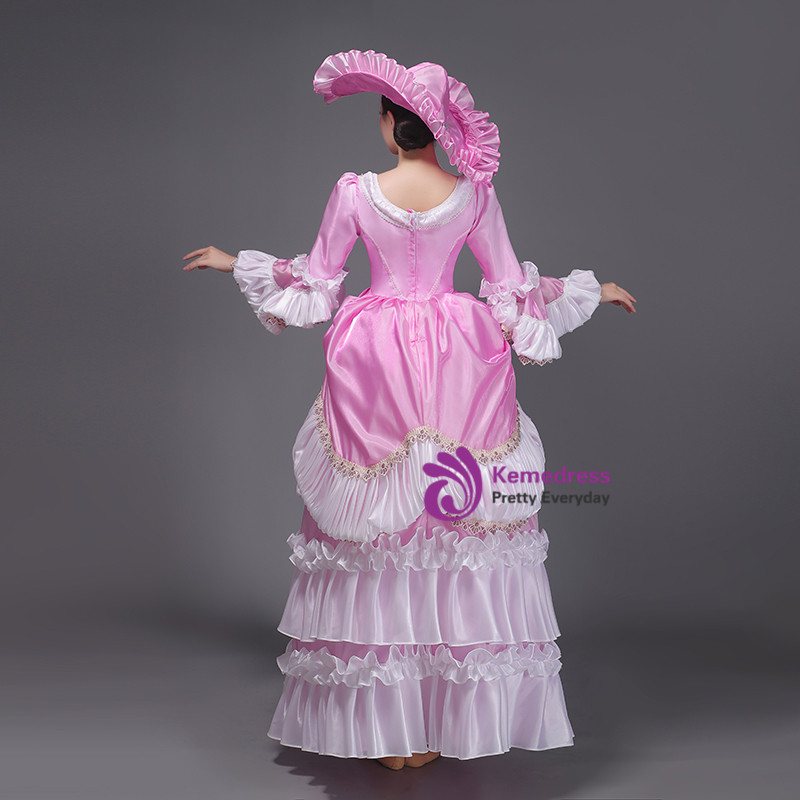 Pink Long Sleeve Lace Rococo Baroque Vintage Dress