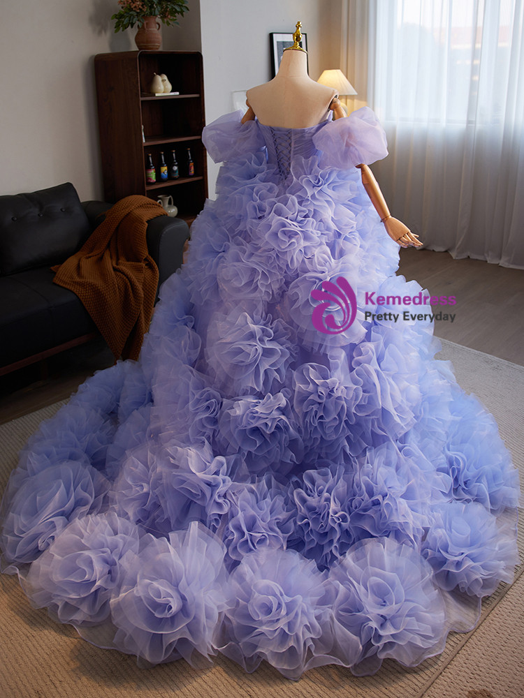 Purple Tulle Sweetheart Pleats Princess Quinceanera Dress