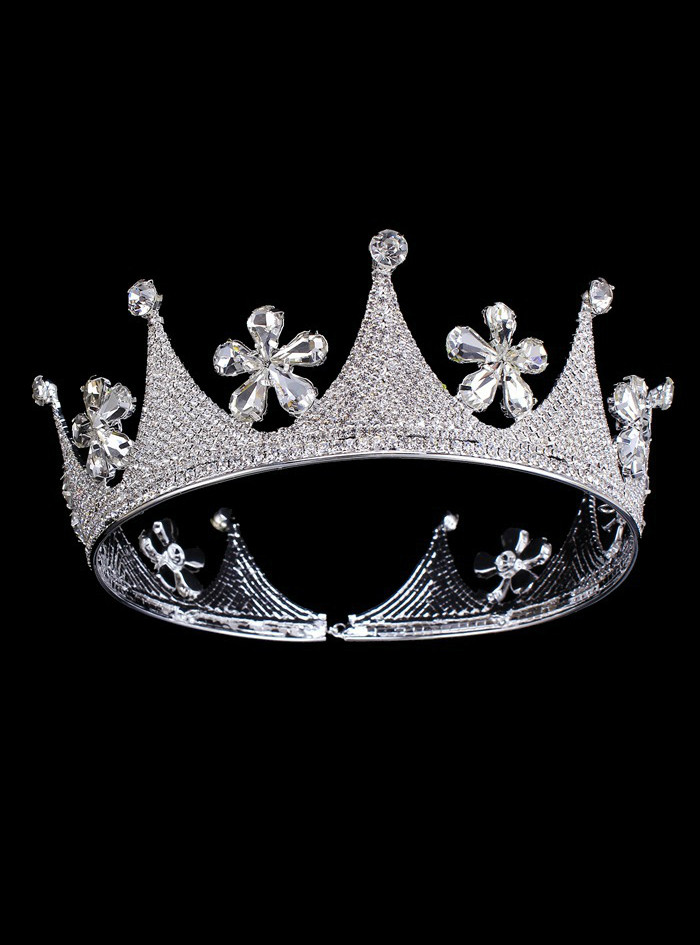 Round Crown Rhinestone Queen Crown Wedding Dress Head Jewelry