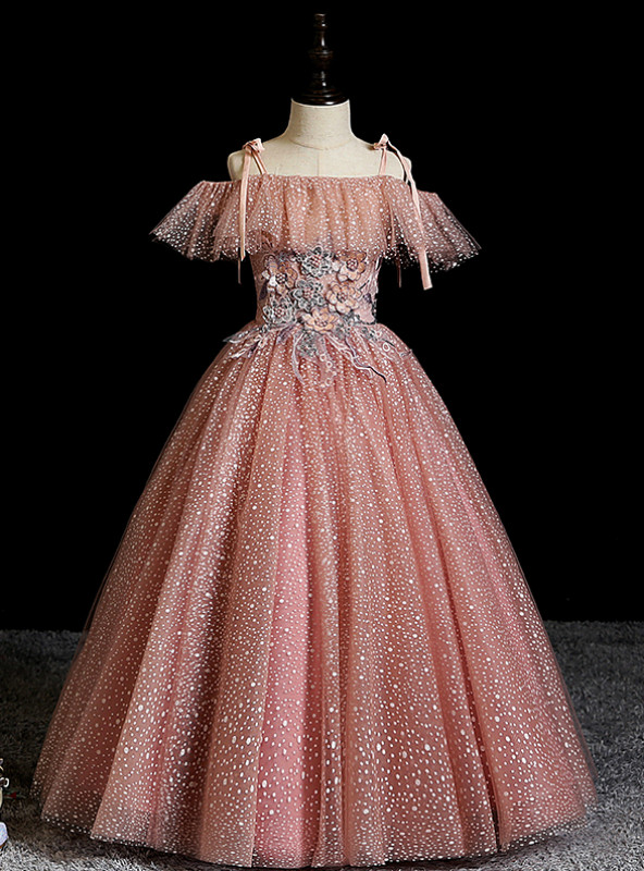 Get a Prom-Ready Look White Ball Gown Tulle Straps Appliques Flower ...