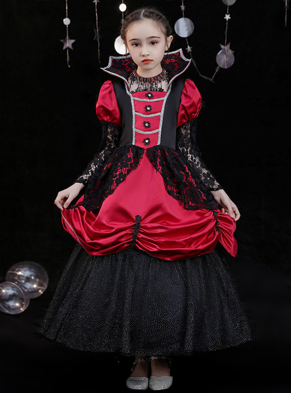 Blue Satin Lace Long Sleeve Bow Rococo Antonietta Dress