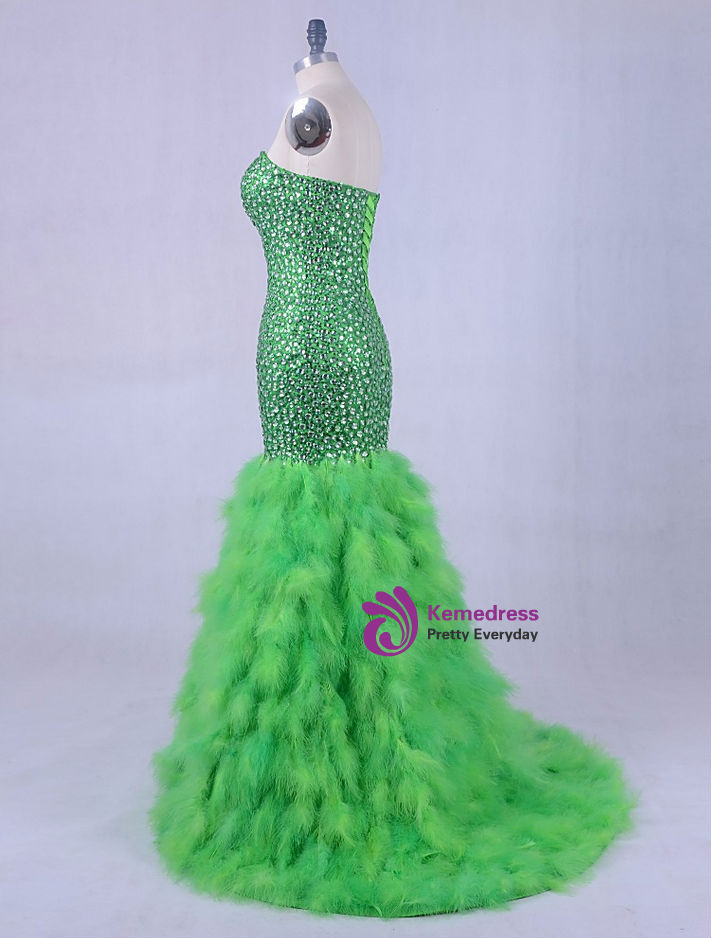 Feather Mermaid Prom Dresses Long Formal Dress For Women Wedding Party