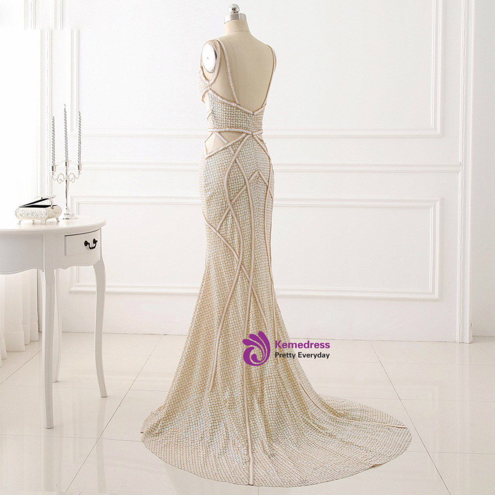 Unique Design Formal Women Dresses Illusion Back Evening Dress
