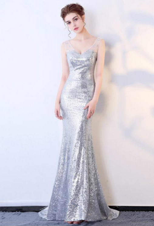 In Stock:Ship in 48 hours Mermaid Blue Appliques Prom Dress