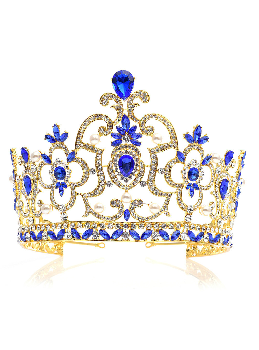 Blue Crown Tiara Super High Baroque Crystal Crown