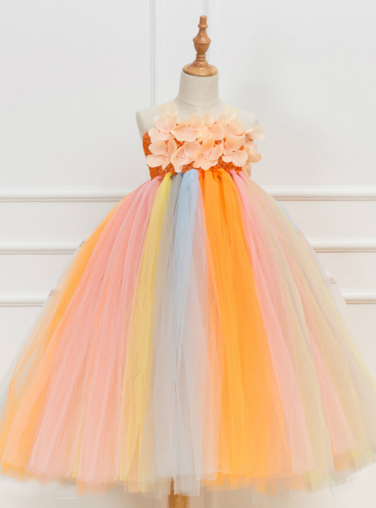 Flower Tulle Tutu Party Girls Dress