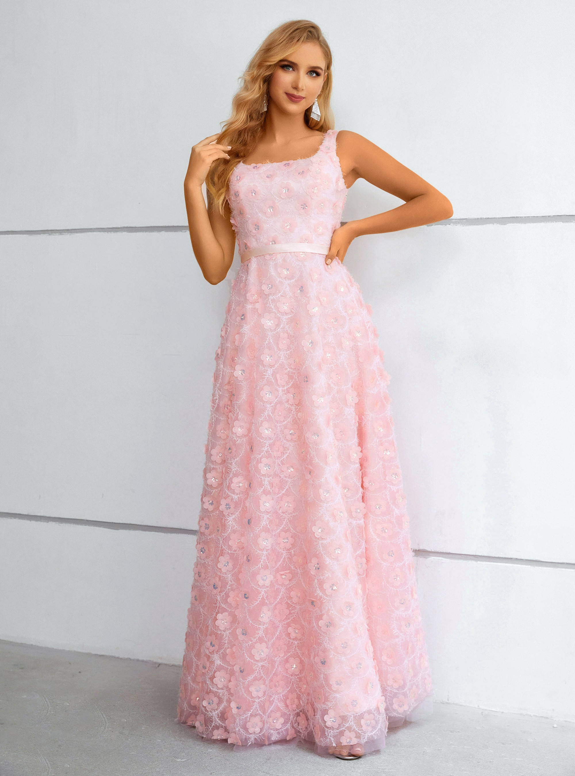 Pink Princess Tulle Cake Prom Dress