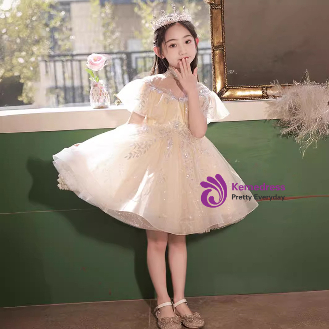 In Stock:Ship in 48 hours Tulle Sequins Short Flower Girl Dress