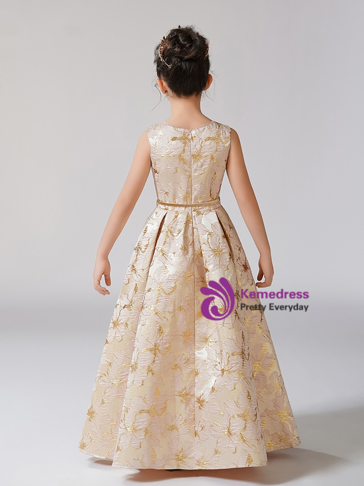 A-Line Print Scoop Neck Flower Girl Dress