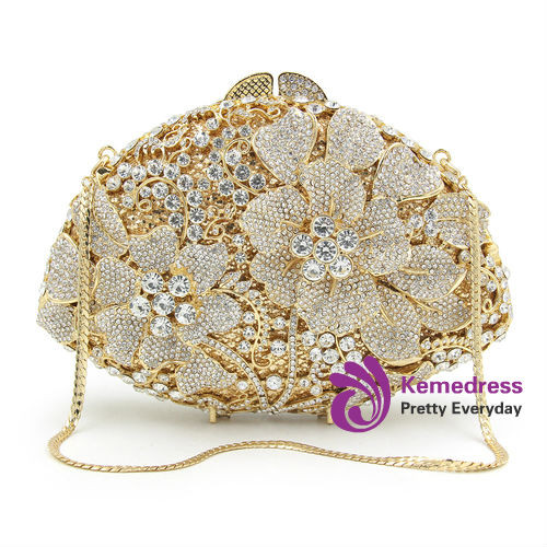 Flower Crystal Bag Ladies White Diamonds Wedding Clutch Ladies Women ...