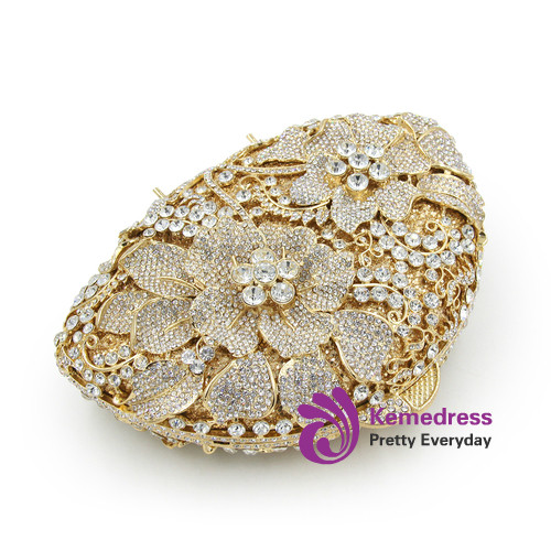 Flower Crystal Bag Ladies White Diamonds Wedding Clutch Ladies Women ...