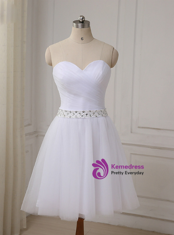 Short Sweetheart Tulle Bridal Little White Wedding Dress