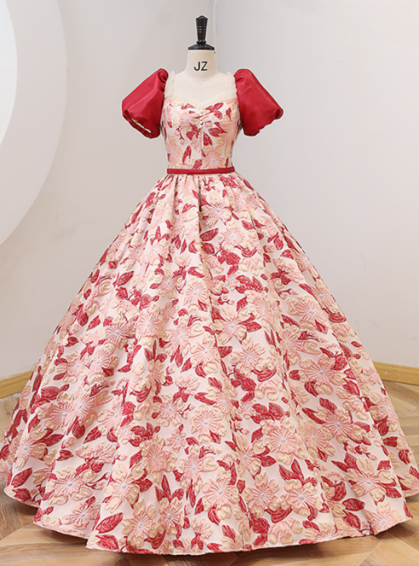 Navy Blue Ball Gown Puff Sleeve Quinceanera Dress