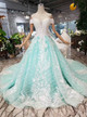 Green Tulle Appliques Off the Shoulder Beading Wedding Dress