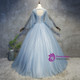 Blue Gray Tulle Flaying Sleeve Appliques Quinceanera Dress