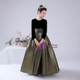 Black Velvet Long Sleeve Bow Flower Girl Dress