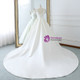 White Bateau Short Sleeve Satin Backless Wedding Dress With Long Train
