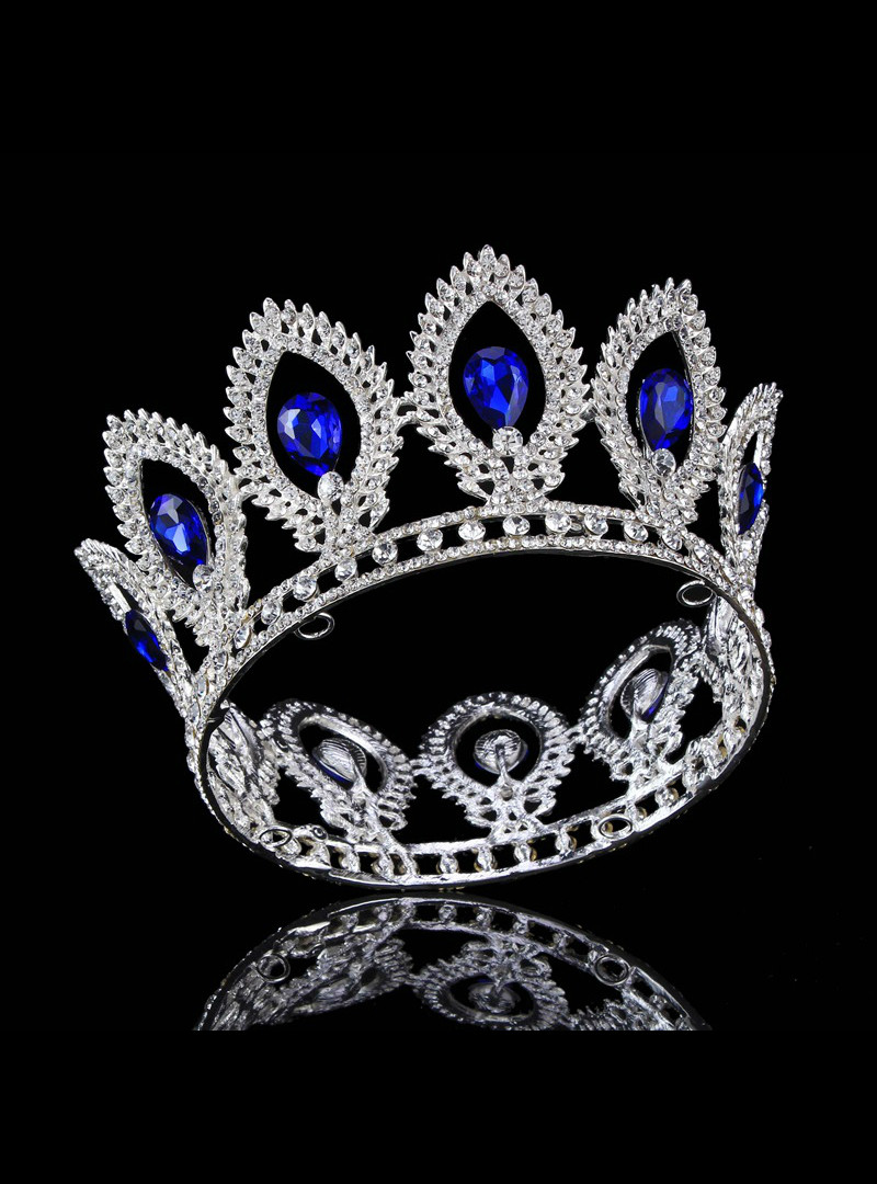 Crown Silver Round Crown Rhinestone Korean Hair Jewelry Crown