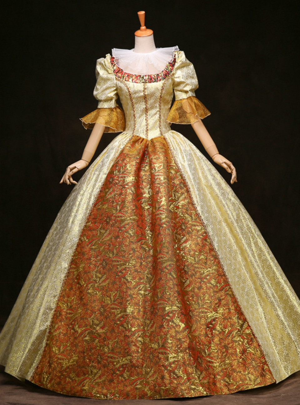 White Ball Gown Square Long Sleeve Bow Rococo Baroque Dress