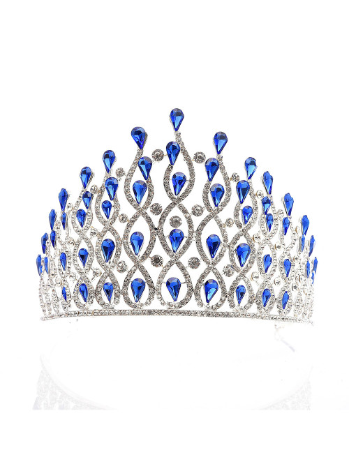 Blue Crown Bride European Luxury Alloy Diamond Crystal